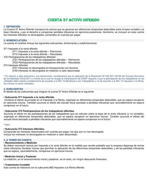 Cuenta 37 Activo diferido | Jeancarlo M. | uDocz