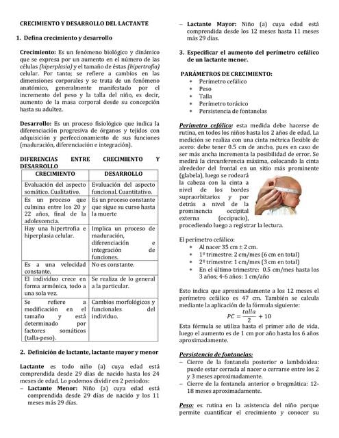 CLASE N 3 CRECIMIENTO Y DESARROLLO DEL LACTANTE 1 | Ivannys | uDocz