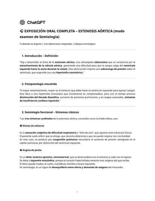 Estenosis Aortica Semio | Valen Barrera | uDocz