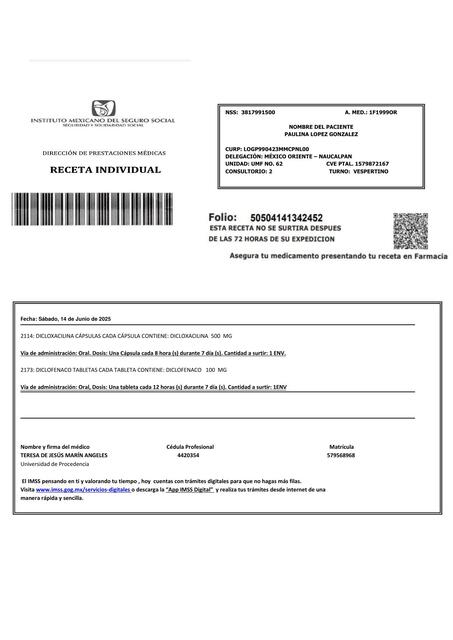 receta IMSS editable 1 docx | Peach | uDocz