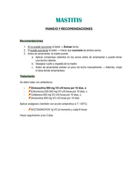 MASTITIS MANEJO Y RECOMENDACIONES | Lilibeth Zambrano | uDocz