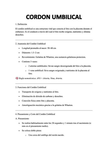 CORDON UMBILICAL | nursing apuntes | uDocz