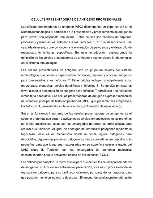 Células presentadoras de antígeno profesionales | Jesusdxlangel | uDocz