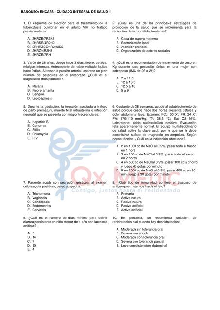 Banco ENCAPS Cuidado Integral N°1 - Qx medic | Andrea Llanqui García | uDocz