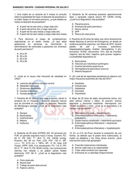 Banco ENCAPS Cuidado Integral N°2 - Qx Medic | Andrea Llanqui García | uDocz