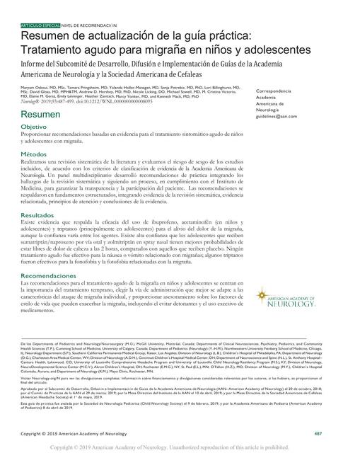 Tratamiento agudo para migraña en niños y adolesce | David Montalván ...