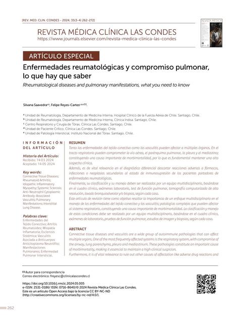 Enfermedades reumatol gicas y compromiso pulmona R | Axel Santiago | uDocz