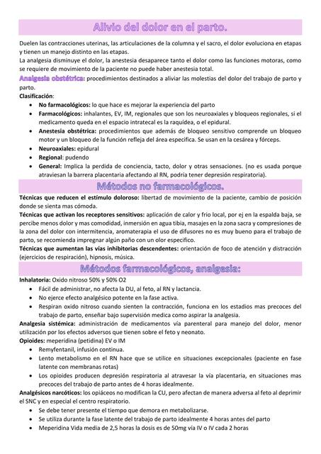 Alivio del dolor en el parto | Chiqui Rojita | uDocz