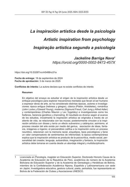 La inspiración artística desde la psicología | SANTIAGO | uDocz
