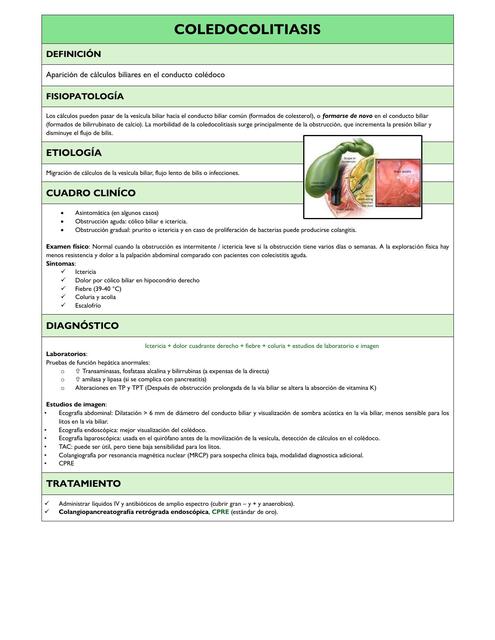 Flashcards de COLEDOCOLITIASIS | Por Ale Hernández | uDocz