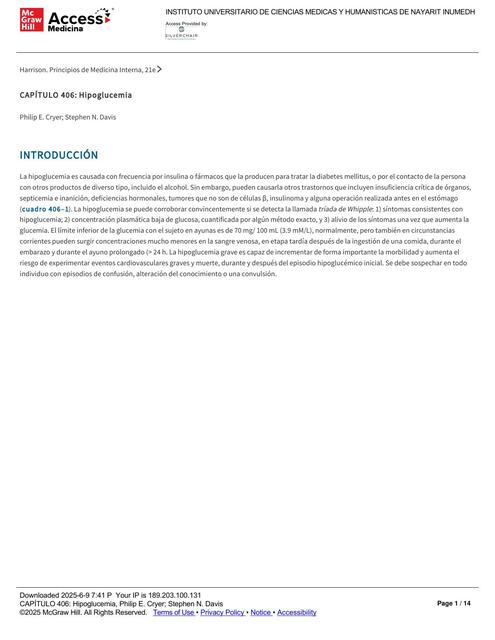 CAPÍTULO 406 Hipoglucemia | Luis | uDocz
