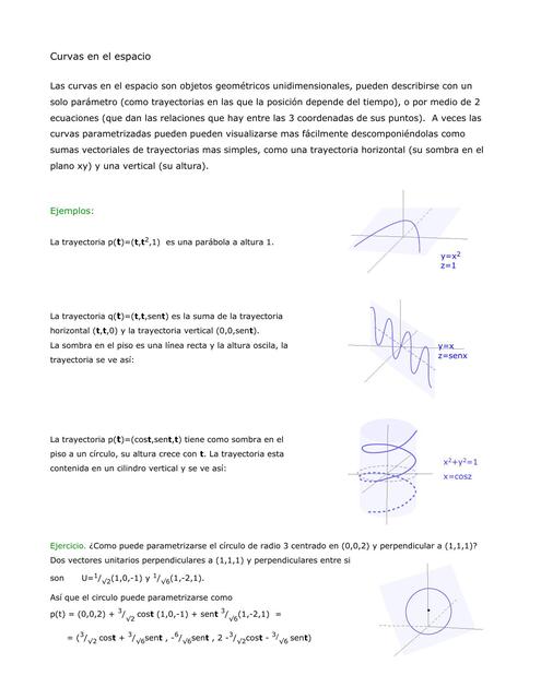 Flashcards de Curvas en el espacio | Por Carlos | uDocz