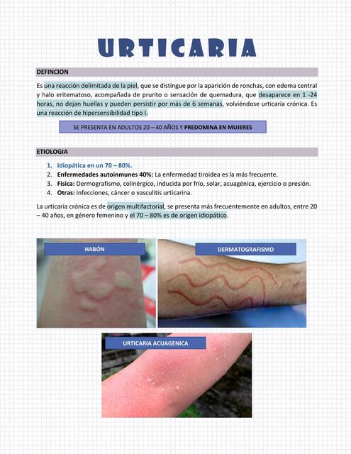 URTICARIA | Medi-miau-notes_Key | uDocz