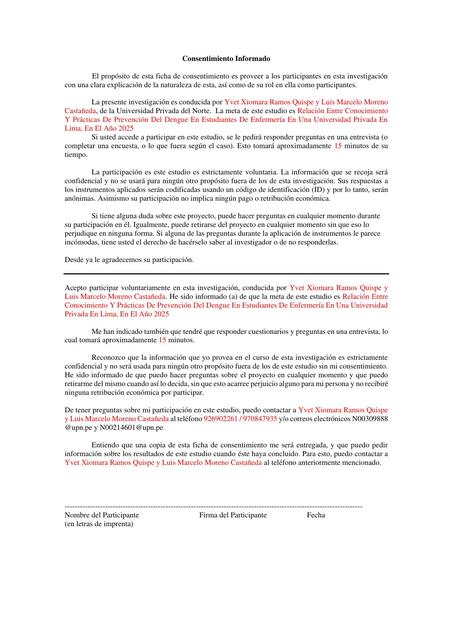 INFO LLENA Modelo de Consentimiento Informado UPN | Luis | uDocz