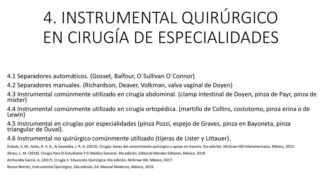 Flashcards de Instrumental quirúrgico en cirugía de especialidades | Por Danna | uDocz