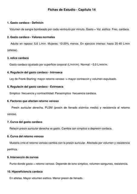 Fichas Capitulo 14 Guyton | Estefanía Guirola Durán | uDocz