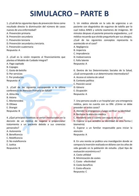 SIMULACRO 09 DE JULIO PARTE B CON CLAVES | Ludwin CAHUANA VENEGAS | uDocz