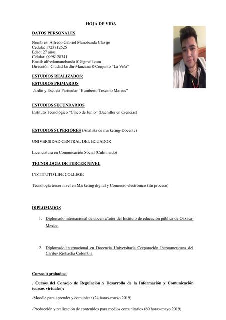 CV Alfredo Manobanda | alfredo manobanda | uDocz