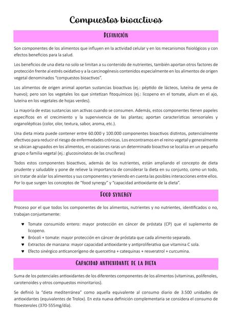 Compuestos bioactivos Nutrición Normal | Lucia | uDocz
