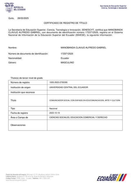 Titulo | alfredo manobanda | uDocz