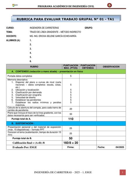 Rubrica ING CARRET TA1 | FRANCISLI ALEXANDER | uDocz