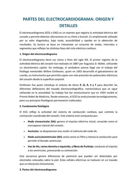 Partes del electrocardiograma, origen y detalles | uDocz