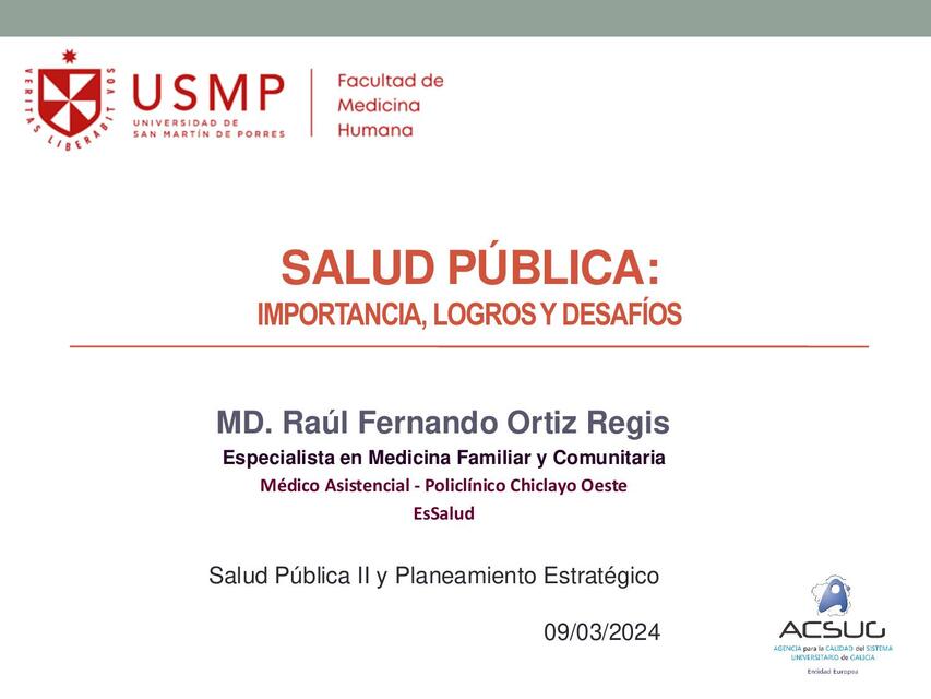 Sesion 01 Salud pública Introducción e importanc | Tiroxina Med | uDocz