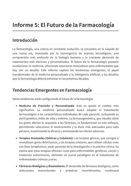 informe 5 futuro farmacologia | Andy Steven Gamboa Davila | uDocz
