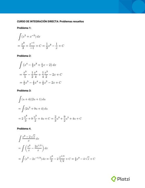 integrales directas problemas resueltos y desafio | arturo seclen | uDocz