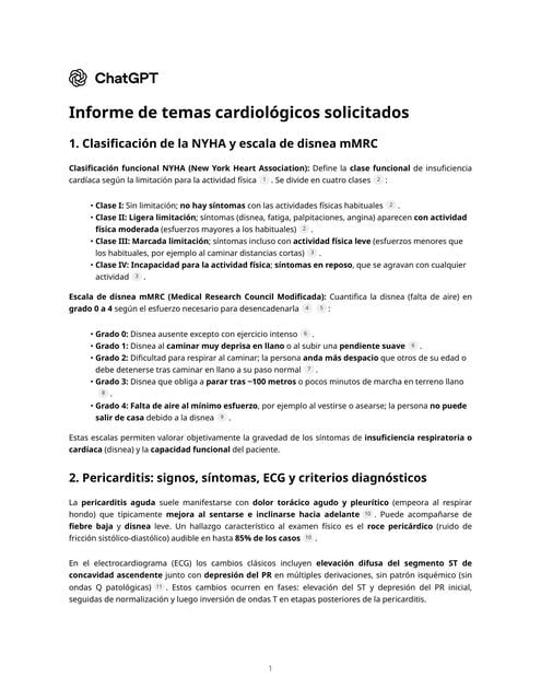 Informe de temas cardiológicos solicitados | JP | uDocz