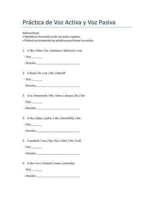 Descargar Practica Voz Activa Pasiva | Valu | uDocz