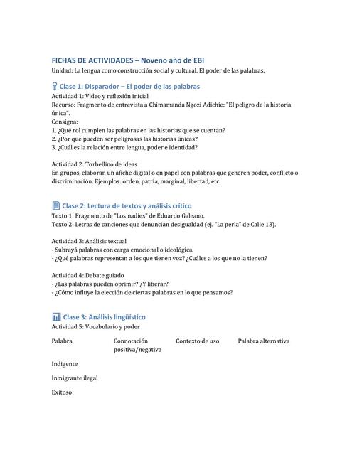 actividades poder palabras 1 | Paola | uDocz