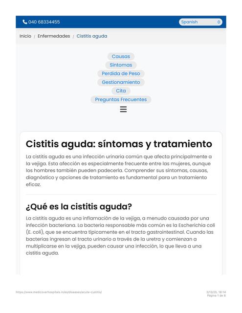 Cistitis aguda causas síntomas y tratamiento | Crisna M. | uDocz