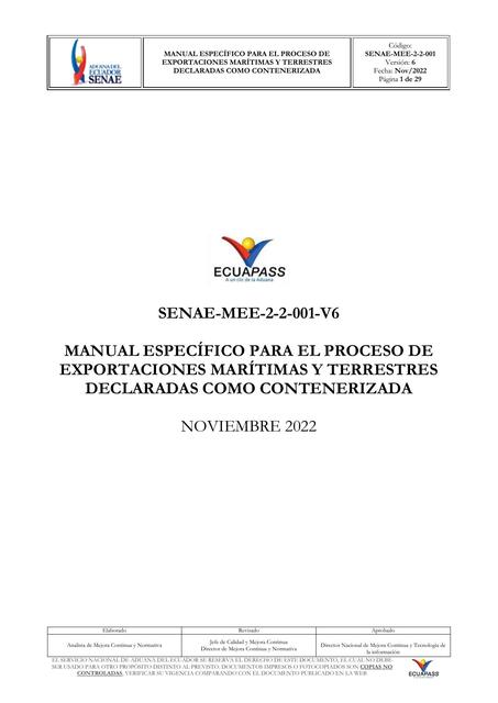 SENAE MEE 2 2 001 V6 | Autoridad | uDocz