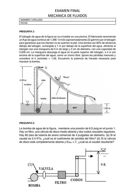 MECÁNICA DE FLUIDOS EXAMEN FINAL | ASESORÍA AGUIRRE | uDocz