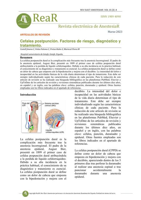 Dialnet CefaleaPostpuncionFactoresDeRiesgoDiagnost | Alejandro Rea | uDocz