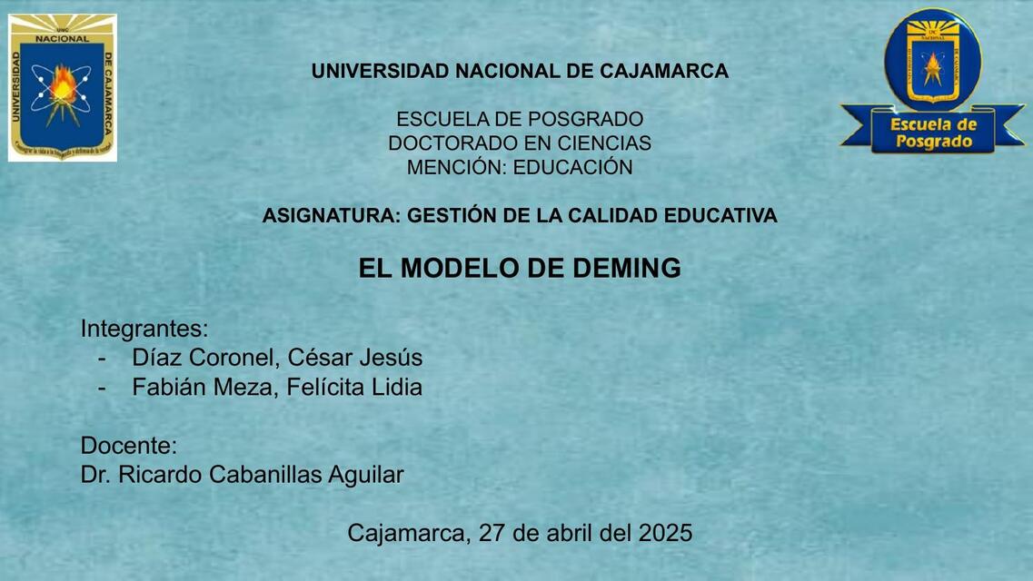MODELO DEMING GESTION CALIDAD EDUCATIVA | César Jesús | uDocz