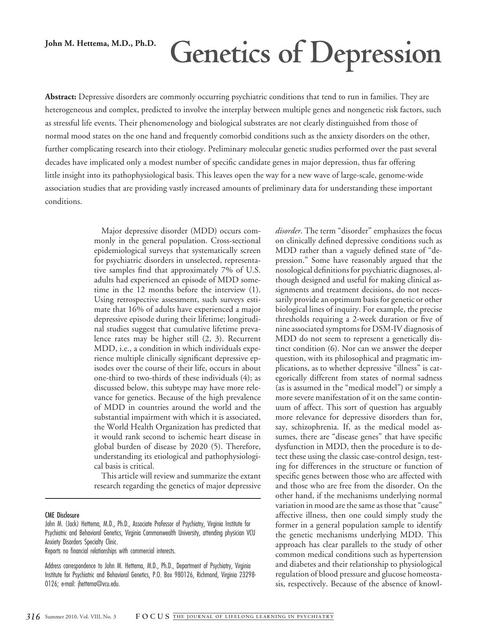 Genetics of Depression | Erendira | uDocz