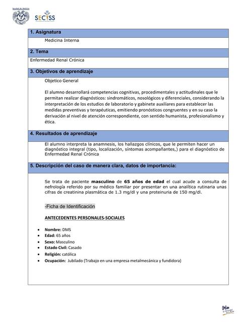 Caso clínicoEnfermedad Renal Crónica | Mel Gómez | uDocz