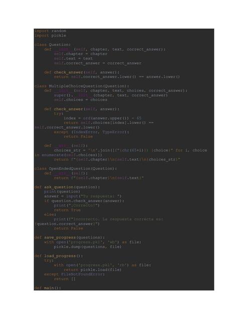 cuestionario de anato codigo python para preguntas de anatomia | Josué Morales | uDocz