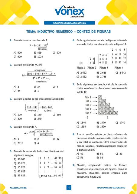 RAZONAMIENTO MATEMÁTICO ejercicios | Daniel | uDocz
