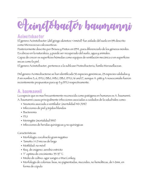 Acinetobacter Baumanni | Zoe Mandujano Potrero | uDocz Acinetobacter Baumanni | Zoe Mandujano Potrero | uDocz
