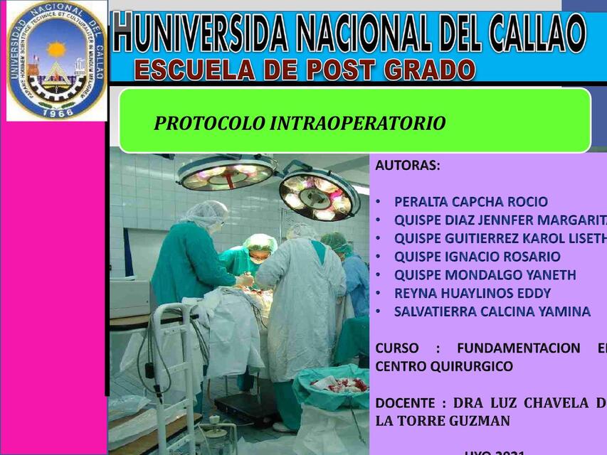 Flashcards de EXPOSICION DE PROTOCOLO INTRAOPERATORIO | Por ...