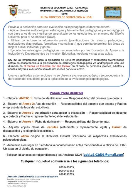 RUTA PROCESO DE DERIVACION A UDAI | Caluña | uDocz