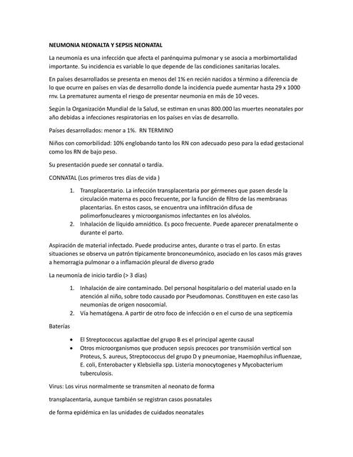 NEUMONIA NEONATAL Y SEPSIS NEONATAL | AFStudentHelp | uDocz