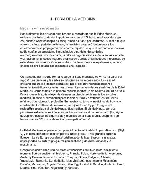 MEDICINA DE LA EDAD MEDIA | Arepa-chan | uDocz