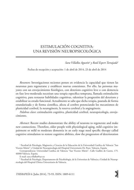 Dialnet EstimulacionCognitivaUnaRevisionNeuropsico | Sam | uDocz