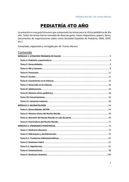 GUIA PEDIATRIA 4TO AÑO completa | Alex | uDocz