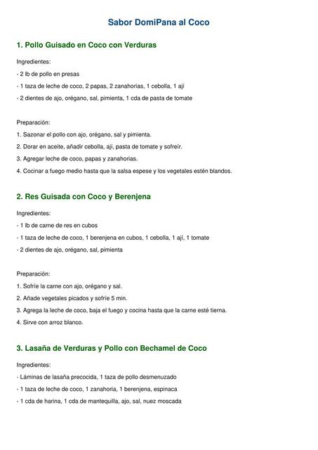 Recetas Coco Carne Vegetales | Amaya | uDocz