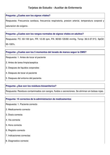 Tarjetas Estudio Enfermeria | jennifer | uDocz